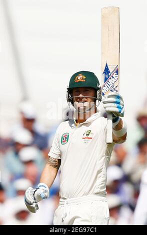 Australia's Michael Clarke celebrates reaching his century during the ...