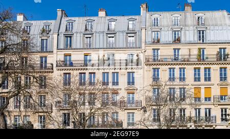 Zinc roof of traditional house, rue Saint Placide, Paris, France Stock ...