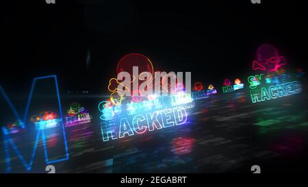 System Hacked warning concept with skull symbol, cyber attack alert ...