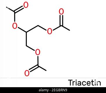 Triacetin (glycerin triacetate) molecule. Skeletal formula Stock Photo ...