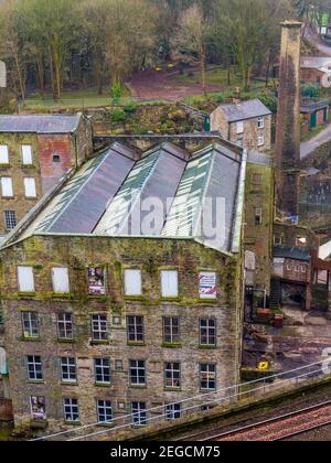 View down to Torr Vale Mill in the Torrs a gorge in the River Goyt ...