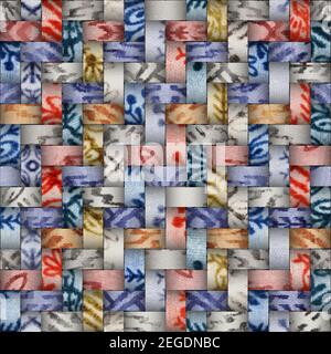 Seamless weave strip colorful ribbon pattern print Stock Photo - Alamy
