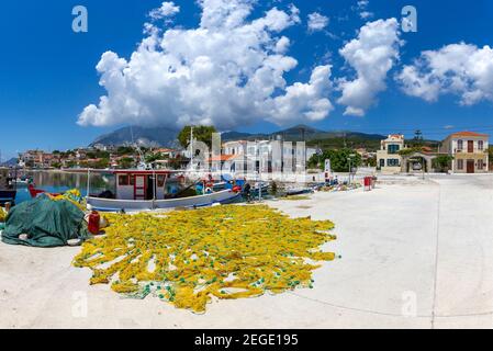 Harbour and port at Ormos Marathokampos, Samos Island, Greece Stock ...