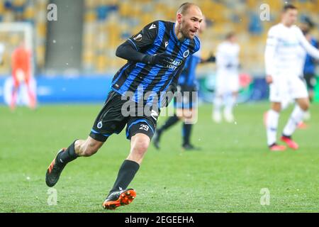 KYIV, UKRAINE - FEBRUARY 18: Bas Dost of Club Brugge during the UEFA ...