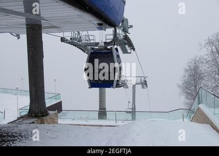 Winter holiday theme. Tufandag Ski Resort in snowy day, Gabala ...