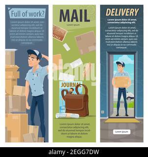 Post office, mail sorting center, postman sorting boxes and stamping ...