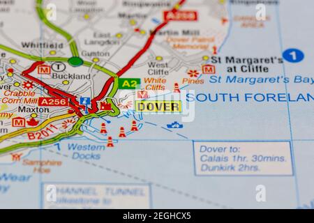 Dover shown on a road map or geography map Stock Photo - Alamy