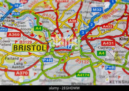 Bristol Shown on a Geography map or road map Stock Photo - Alamy