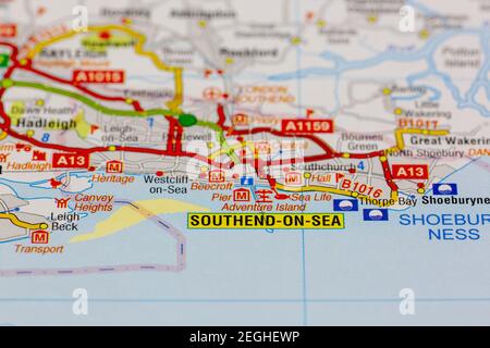 Southend on sea Shown on a geography map or road map Stock Photo - Alamy