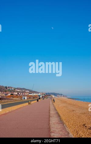 Hythe beach and promenade, Hythe, Kent, England, United Kingdom Stock ...