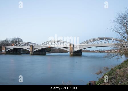 Barnes railway bridge, a Grade II-listed structure, being prepared for ...