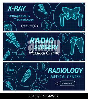 Orthopedics and radiology medical company banner template. Foot, spine ...