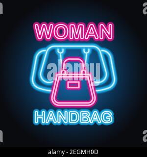 woman hand bag shop neon sign for woman bag shop and store plank banner ...