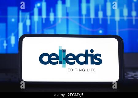 In this photo illustration, a Cellectis logo is seen displayed on a ...