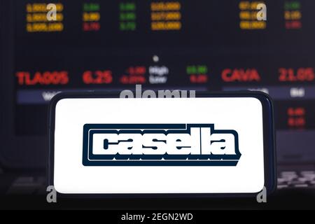 In this photo illustration the Casella Waste Systems logo seen ...