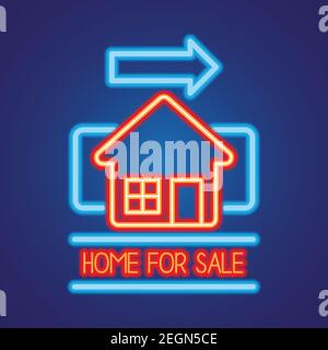 house home for sale neon sign for house for sale plank Stock Vector ...
