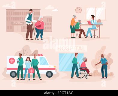 Elderly care cartoon poster with nurse helping old woman in bath vector ...