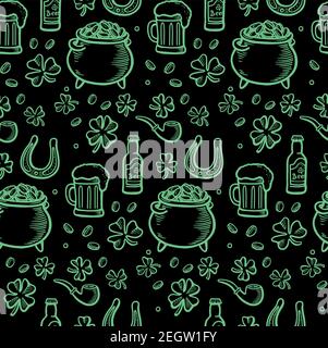 Green bottle of beer pattern seamless vector repeat for any web design ...