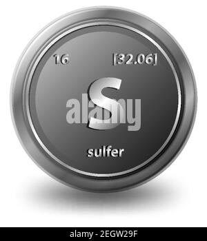 Sulfer chemical element. Chemical symbol with atomic number and atomic ...