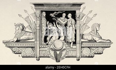 Ancient Egypt. Funeral procession. Engraving. 19th century. Color Stock ...