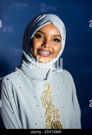 Halima Aden attends the Sports Illustrated Swimsuit 60th anniversary ...