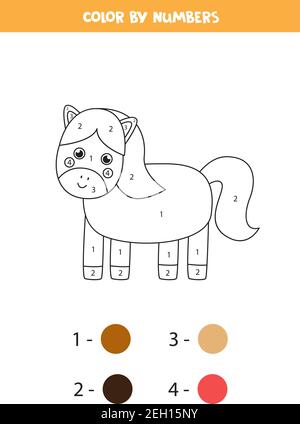 Cute horse. Farm animal. Coloring book page for kids. Cartoon style ...
