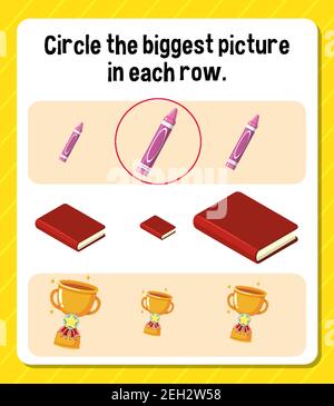 Circle the biggest picture in each row worksheet for children ...