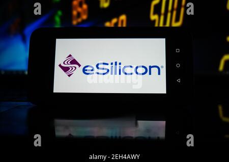 In this photo illustration an eSilicon logo seen displayed on a ...