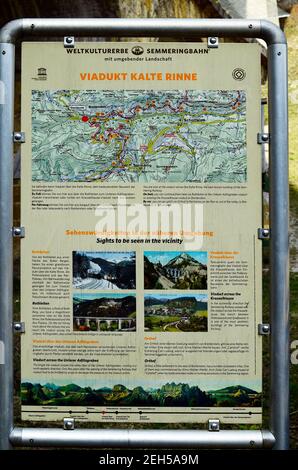 Semmering, Austria - March 22,02014: Hiking map for hiking trails along ...