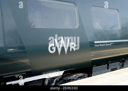 A logo for Great Western Railway (GWR) on the side of a train. Picture ...
