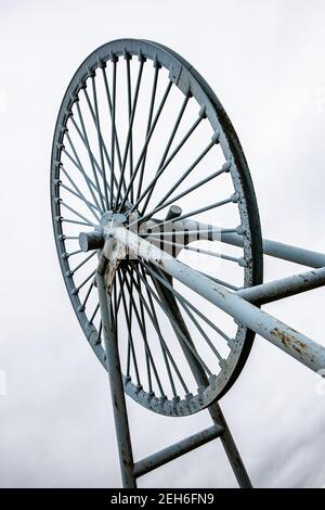 The Apedale country park and mining museum with pit wheel in North ...