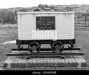 The Apedale country park and mining museum with pit wheel in North ...