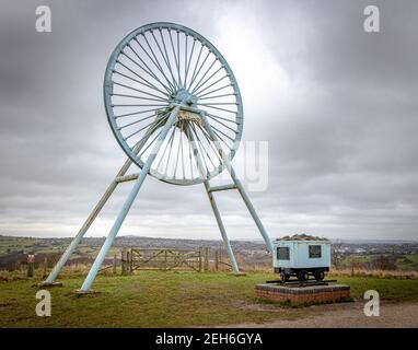 The Apedale country park and mining museum with pit wheel in North ...