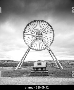 The Apedale country park and mining museum with pit wheel in North ...