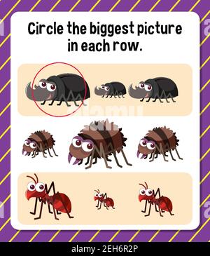 Circle the biggest picture in each row worksheet for children ...