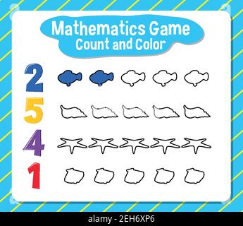 Mathematics worksheet for kids. Count and color educational children ...