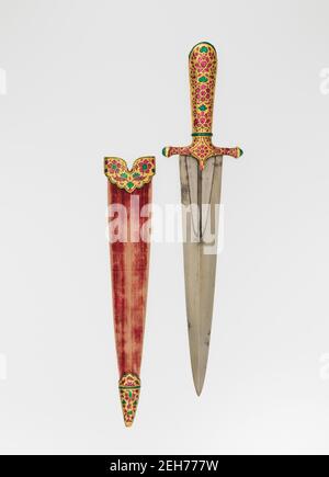 Dagger with Scabbard, 1605–27, Indian, Mughal, Steel, iron, gold ...