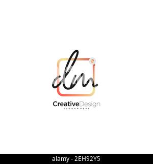 Initial Letter DM Logo - Hand Drawn Signature Logo - Simple Vector Logo in Signature Style for ...