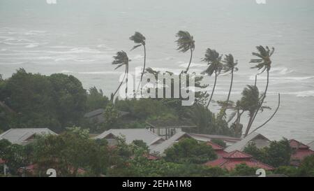 Pabuk typhoon, ocean sea shore in Thailand. Natural disaster, eyewall ...