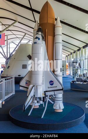 Exhibits inside the Infinity Science Center visitor center at the John ...