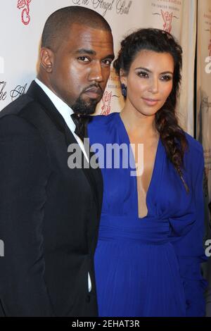 Kim Kardashian and Kanye West The Angel Ball 2012 at Cipriani Wall ...