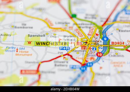 Winchester Shown on a geography map or road map Stock Photo - Alamy