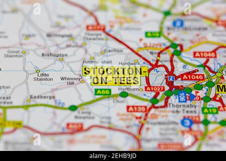 Road Map of Stockton on Tees and Middlesbrough, England Stock Photo - Alamy