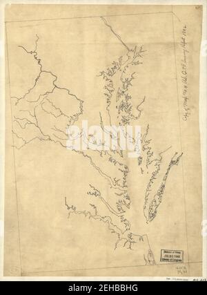 [Outline map of eastern Virginia and the Chesapeake Bay region]. 1882 ...