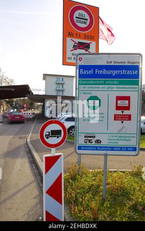 Weil am Rhein, Germany - February 19, 2021: German-Swiss Border in Weil ...