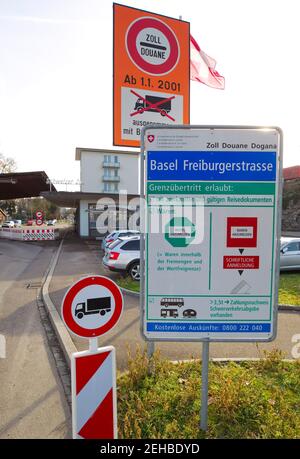 Customs Traffic Sign At German Swiss Border At Weil Am Rhein Stock ...