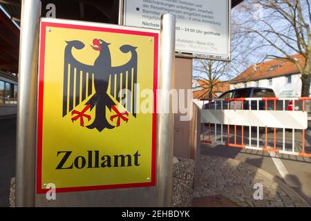 Weil am Rhein, Germany - February 19, 2021: German-Swiss Border in Weil ...