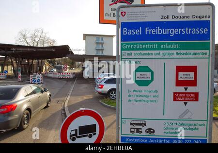 Weil am Rhein, Germany - February 19, 2021: German-Swiss Border in Weil ...