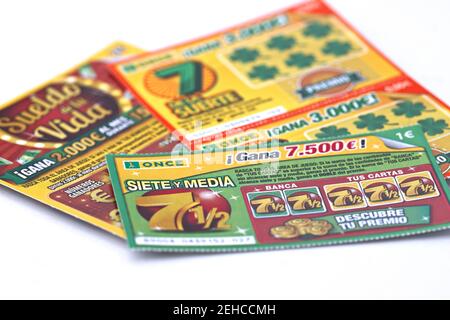 Once Spanish national lottery ticket street stall seller vendor Stock ...