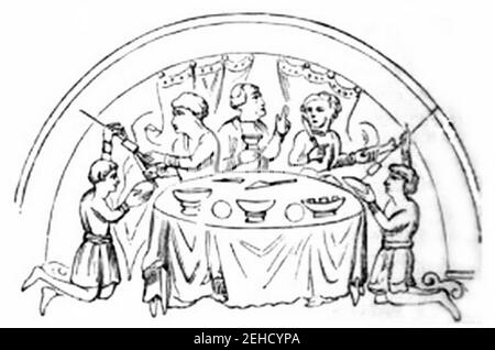 P142 Anglo Saxon Dinner Party Stock Photo - Alamy